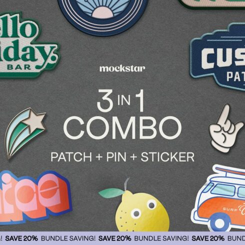 Patch + Pin + Sticker Mockup Combo | Master Bundles