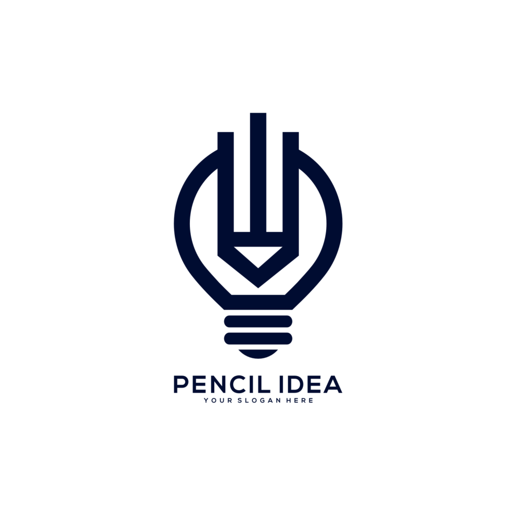 Pencil Lamp Idea Logo Vector Design - MasterBundles