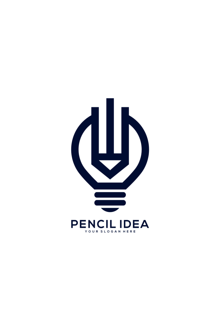Pencil Lamp Idea Logo Vector Design - MasterBundles