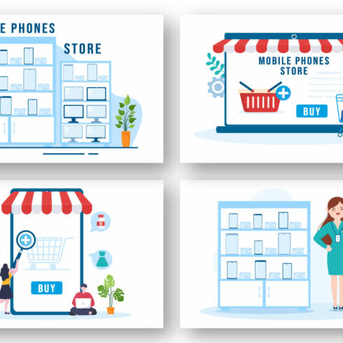 13 Mobile Phone Store Illustration | MasterBundles