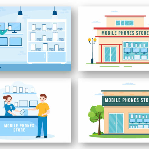 13 Mobile Phone Store Illustration | MasterBundles