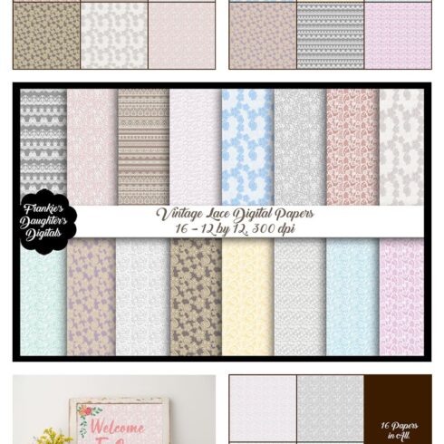 Vintage Lace Digital Papers, Shabby Chic Backgrounds | Master Bundles