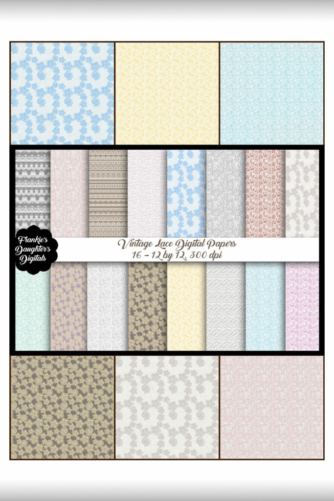 Vintage Lace Digital Papers, Shabby Chic Backgrounds – MasterBundles