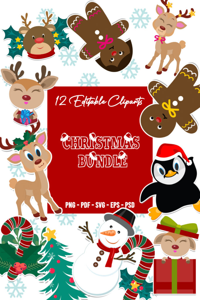 Christmas Bundle - 12 Editable Cliparts - MasterBundles