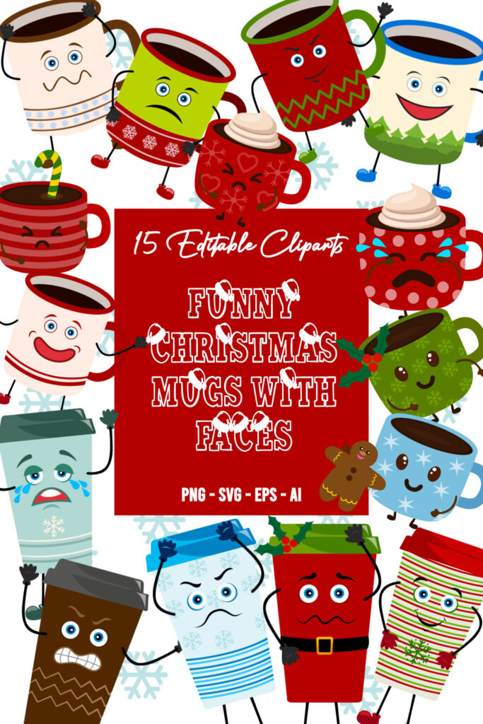 Funny Christmas Mugs with Faces - MasterBundles