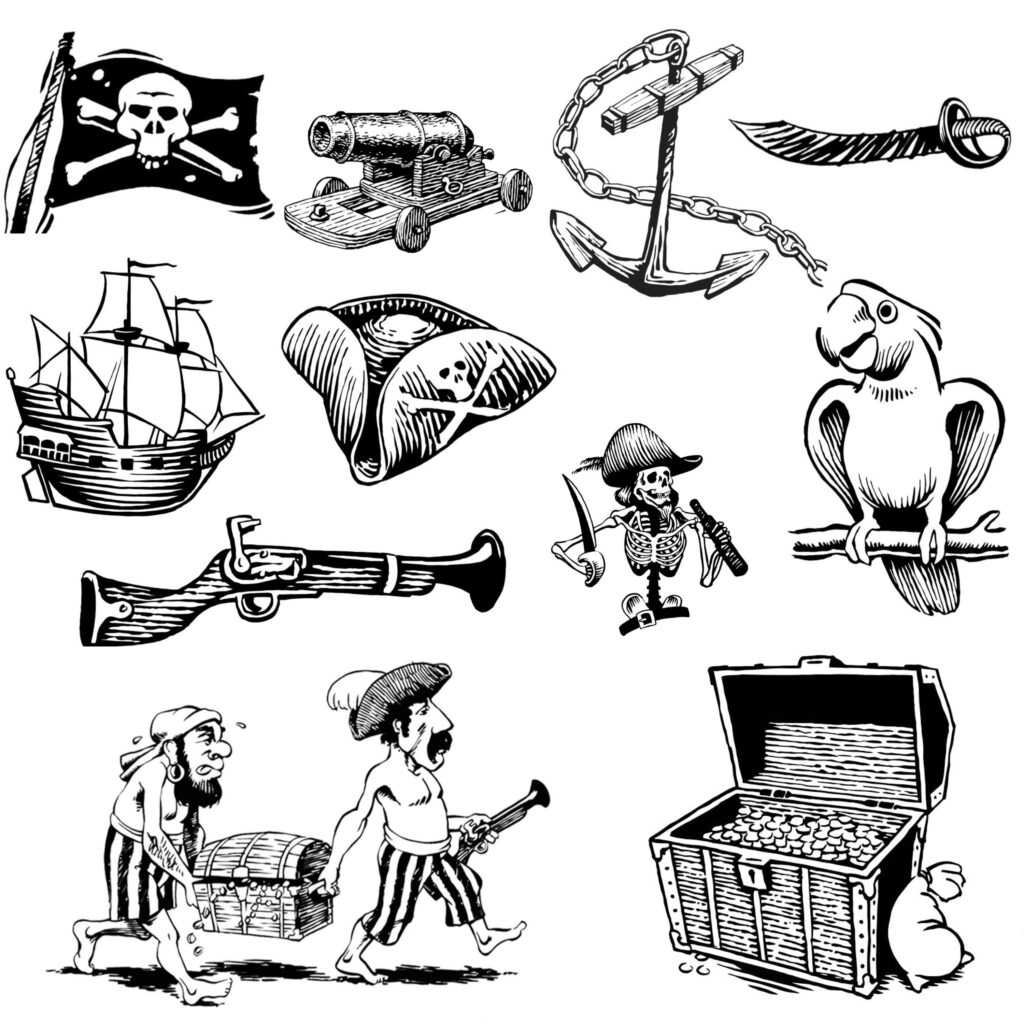 Pirates Line Art Illustrations – MasterBundles