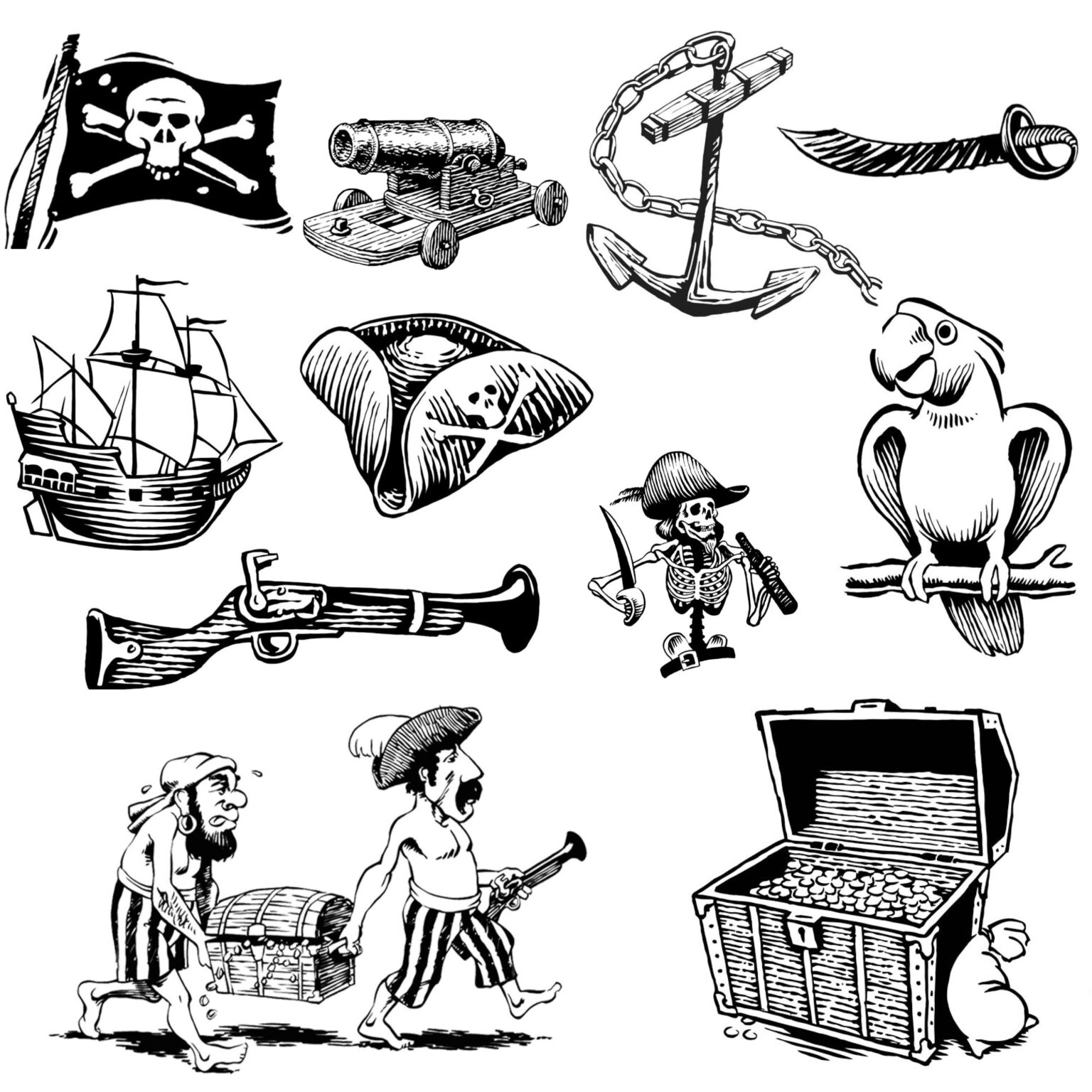 Pirates Line Art Illustrations – MasterBundles