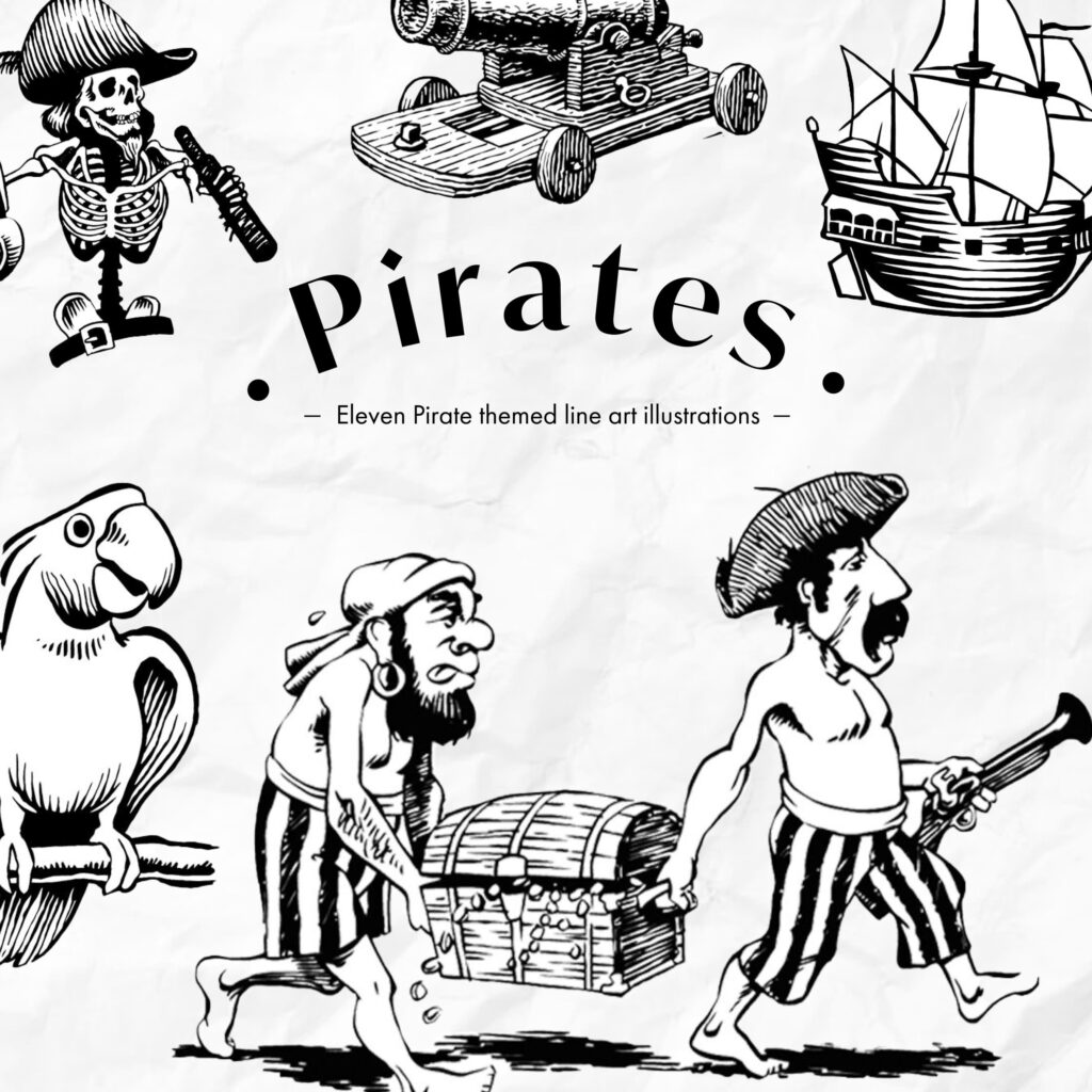 Pirates Line Art Illustrations – MasterBundles