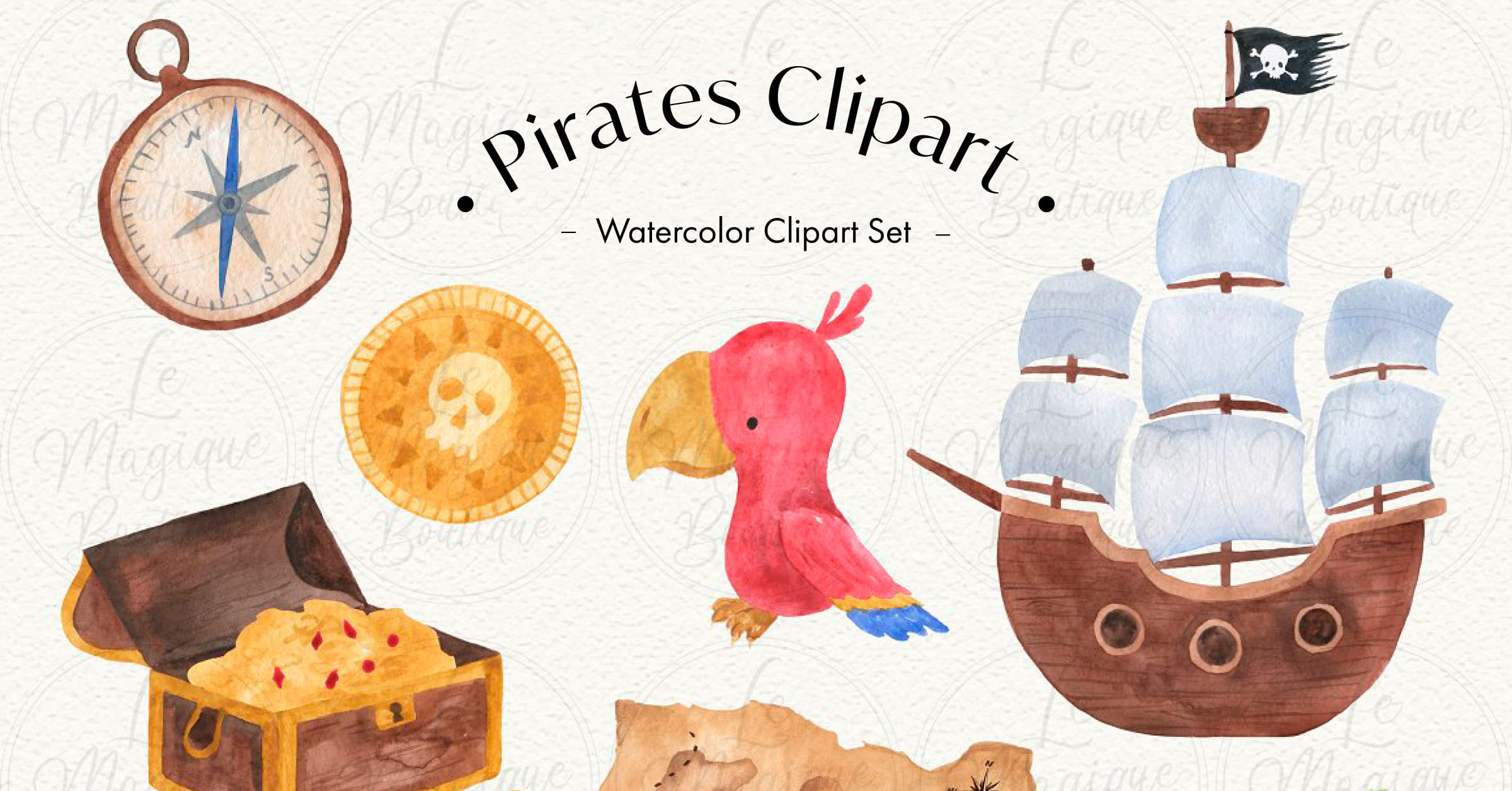 Pirates Watercolor Clipart Set – MasterBundles