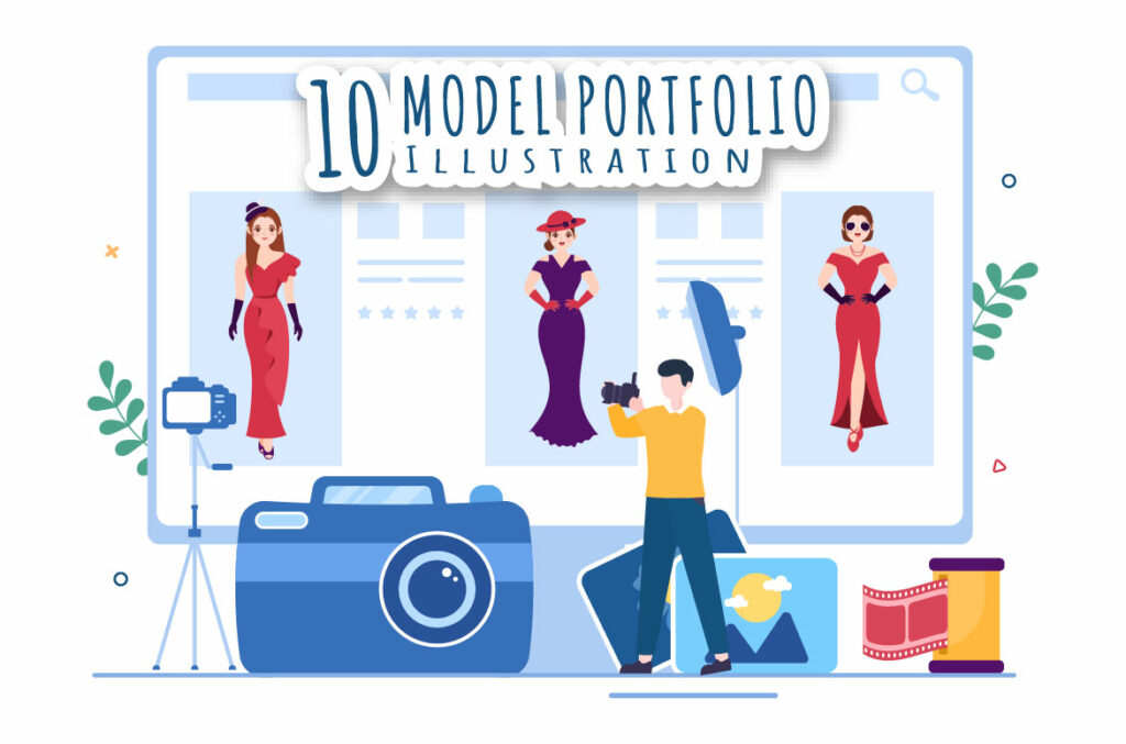 10 Model Portfolio Illustration - MasterBundles
