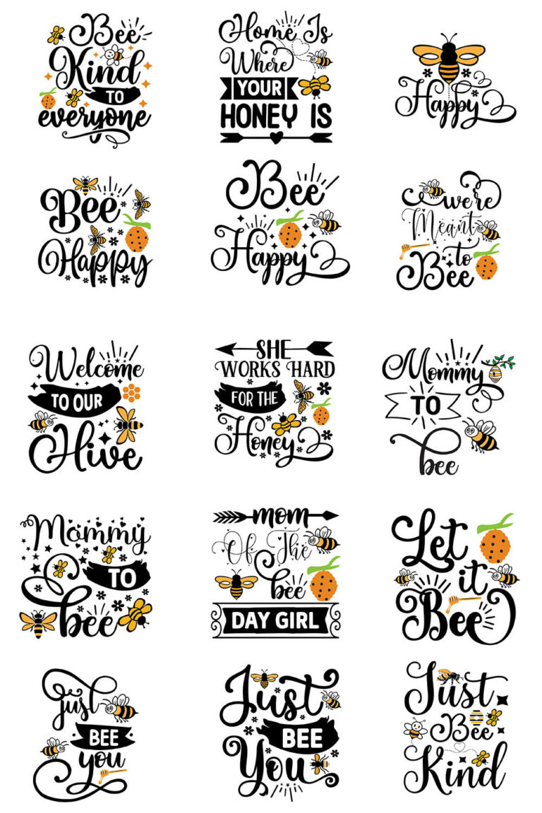 Bee Quotes SVG Design Bundle - MasterBundles