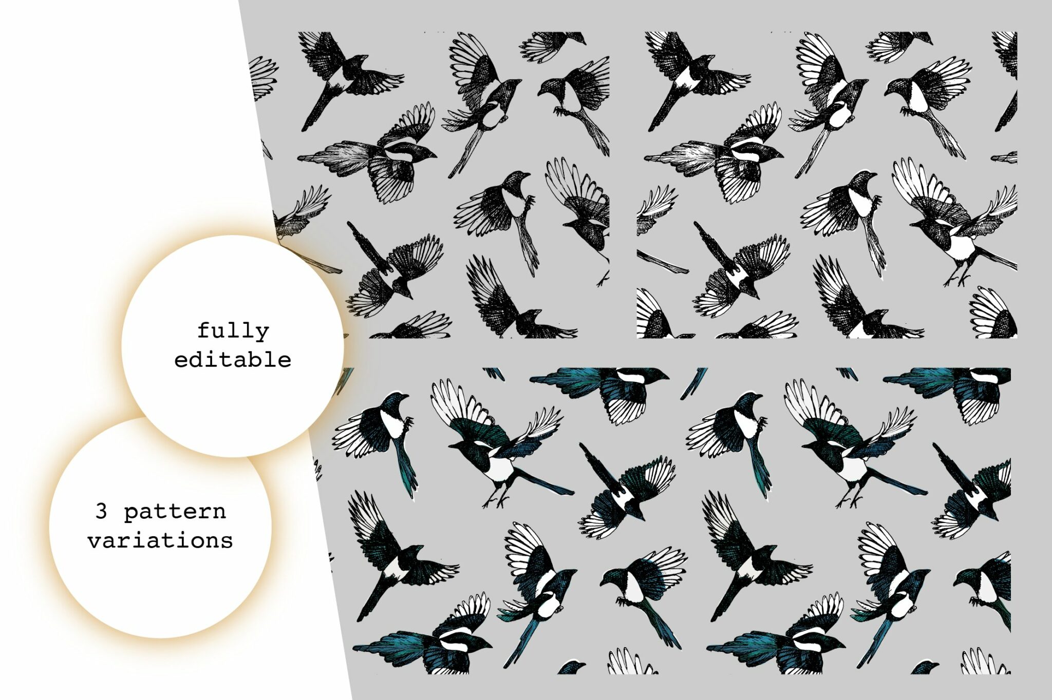 Magpie Clipart & Patterns – MasterBundles