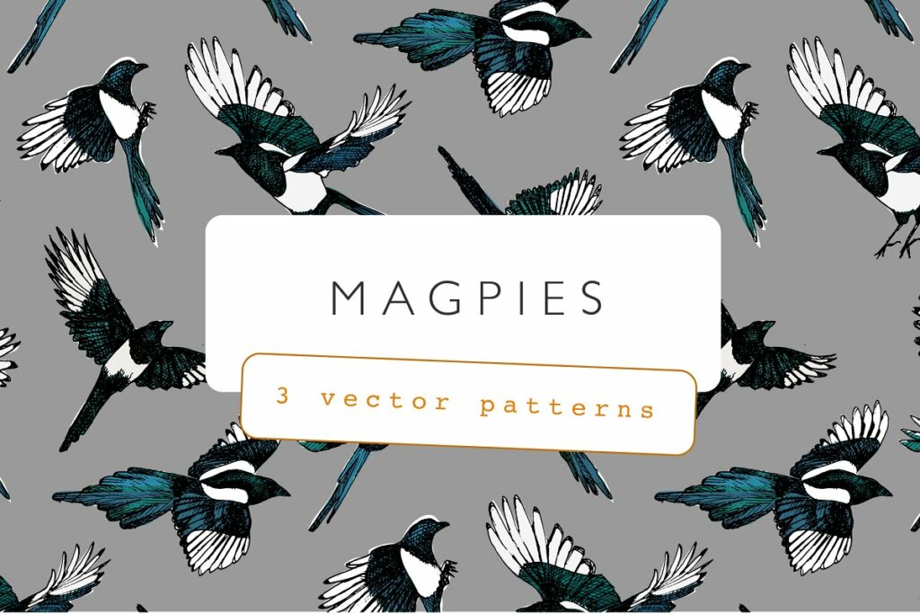 Magpie Clipart & Patterns – MasterBundles