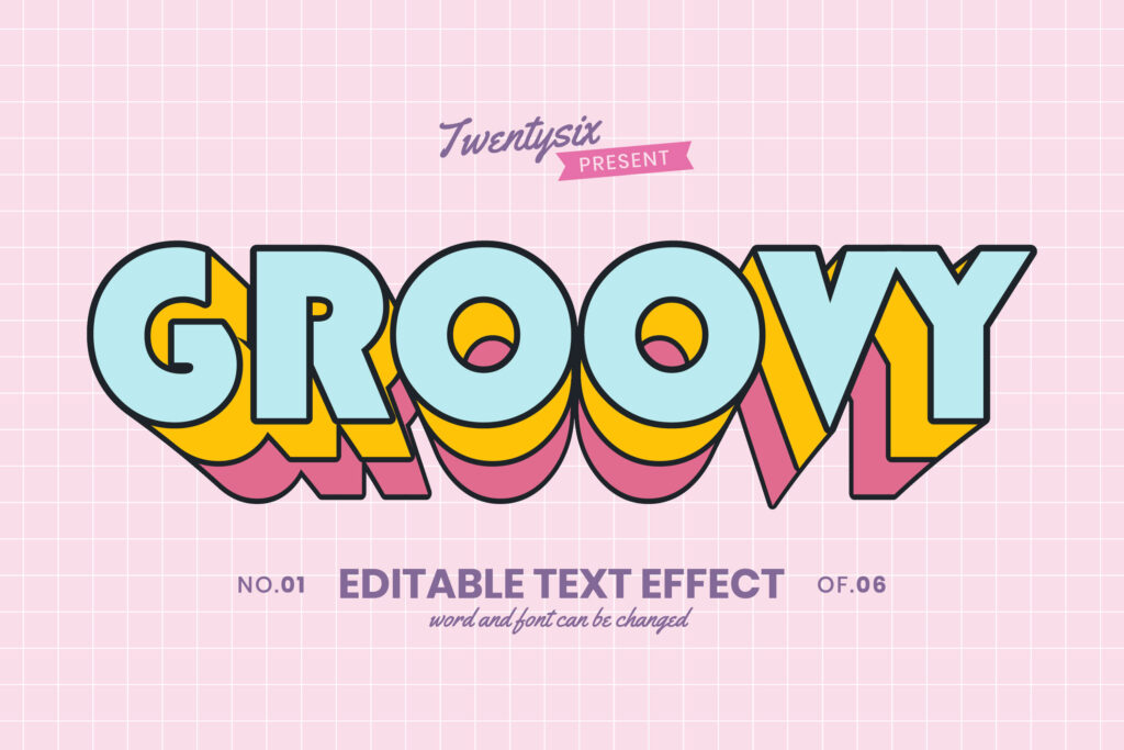 6 Retro Text Effect Style Editable for illustrator - Only $9 ...