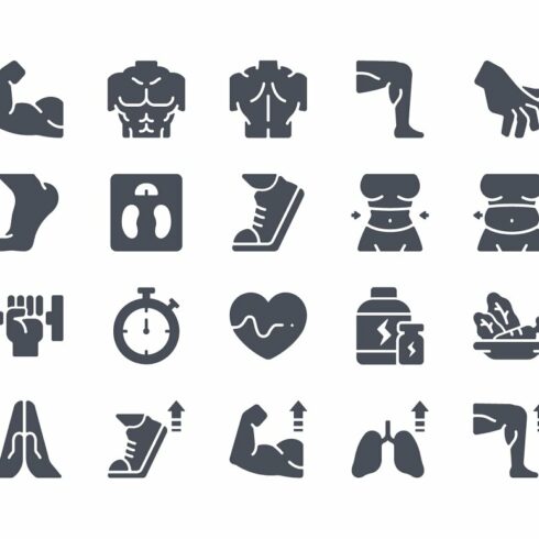 20 Fitness Icon Set | Master Bundles