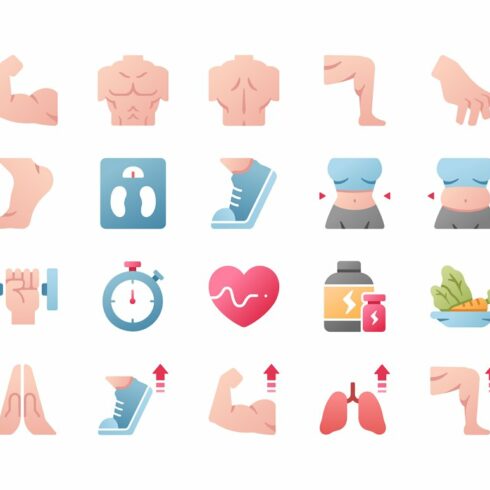 20 Fitness Icon Set | Master Bundles