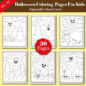 30 Pages Halloween Ghost Coloring Book | MasterBundles