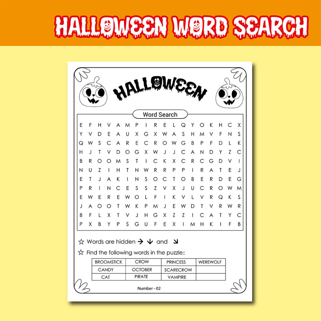 25 Pages Halloween Word Search Puzzle Activity Book - MasterBundles