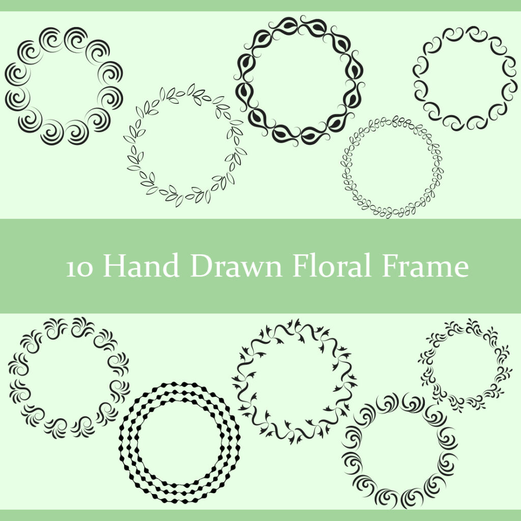 10 Hand Drawn Floral Frame - $4 - MasterBundles