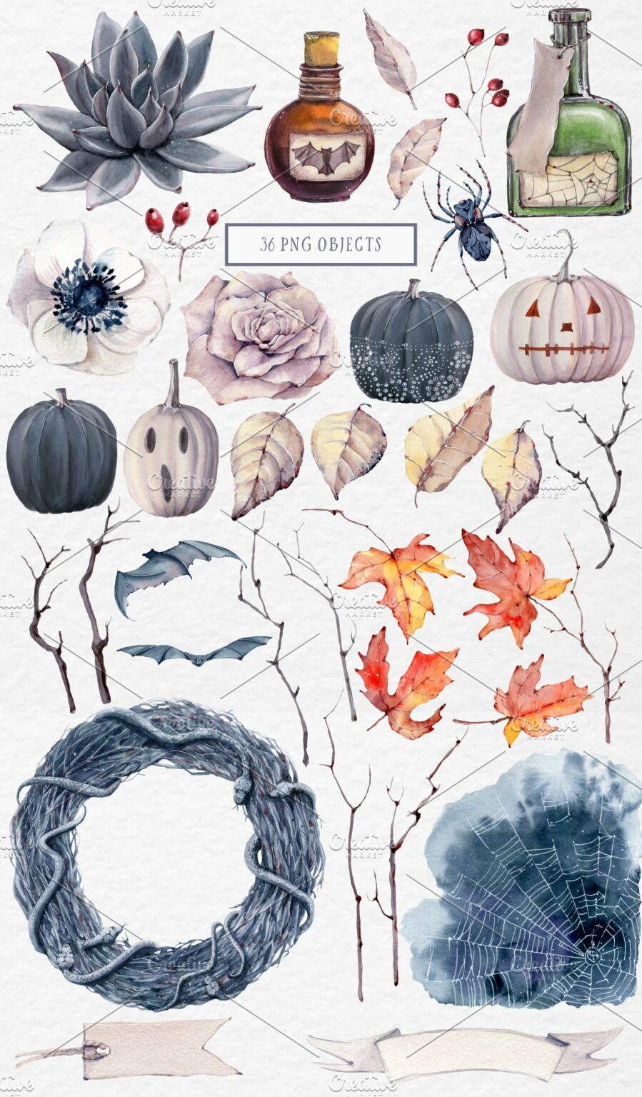 Watercolor Boo Halloween Set – MasterBundles