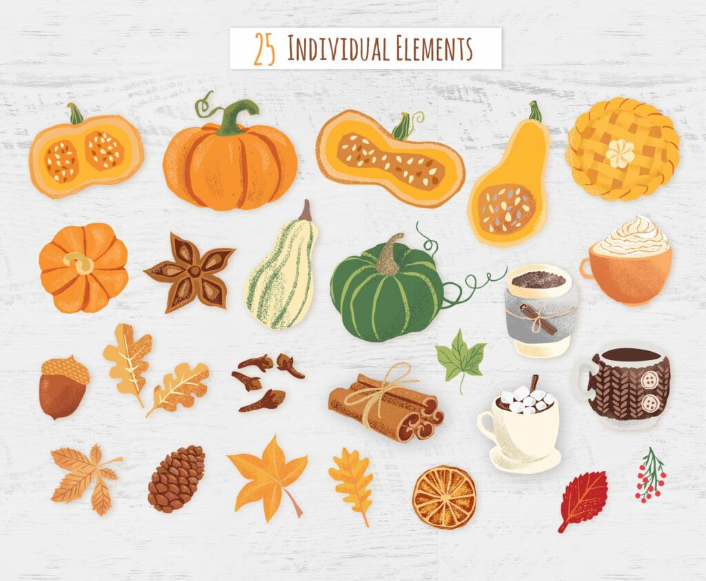 Pumpking Spice Vector Clipart Set – MasterBundles