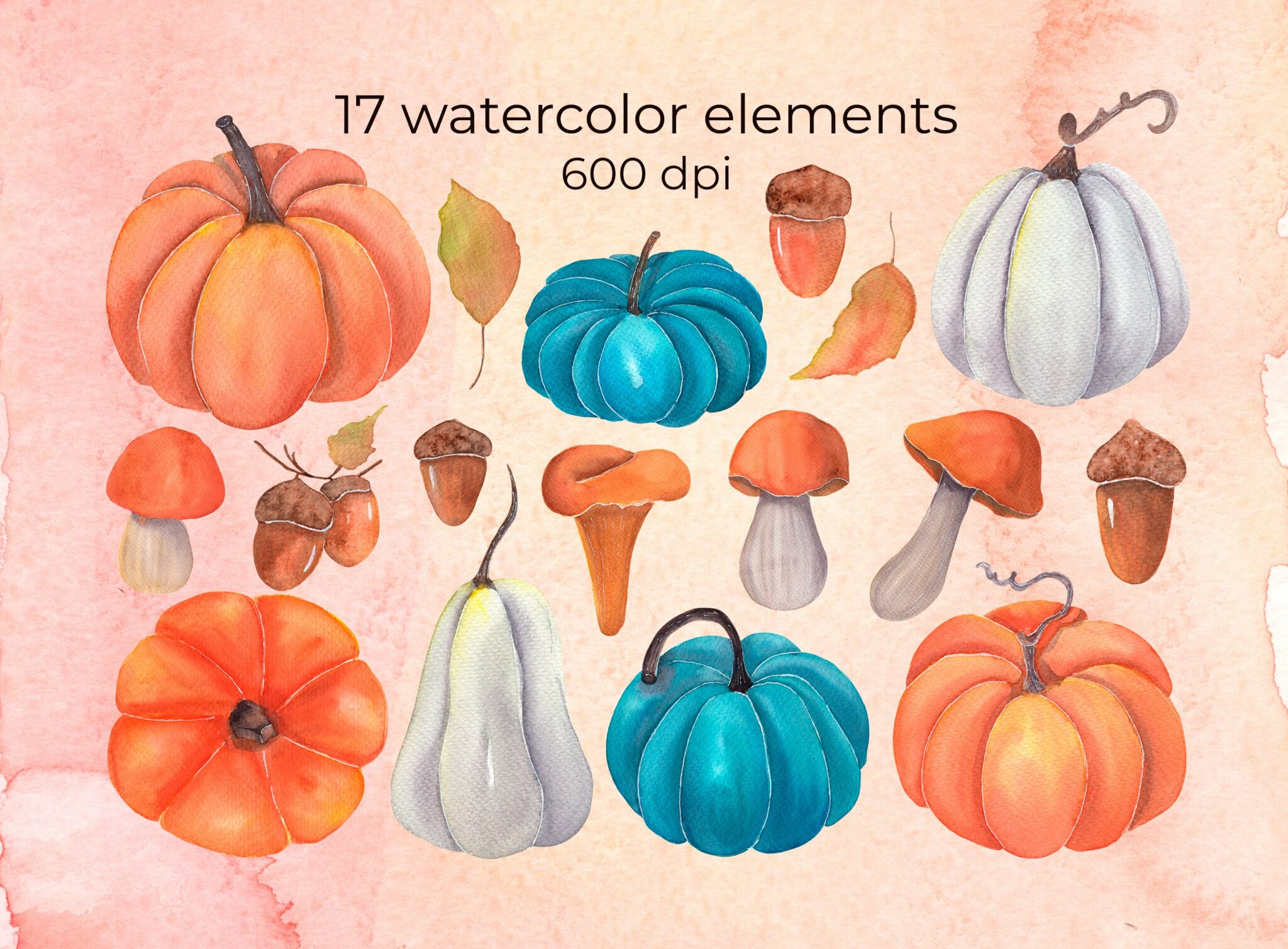 Pumpkins Watercolor Clipart – MasterBundles