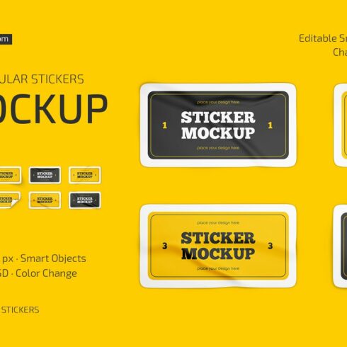 Rectangular Stickers Mockup Set | Master Bundles