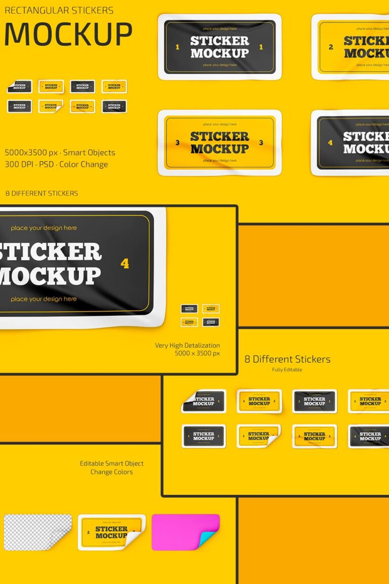 Rectangular Stickers Mockup Set – MasterBundles
