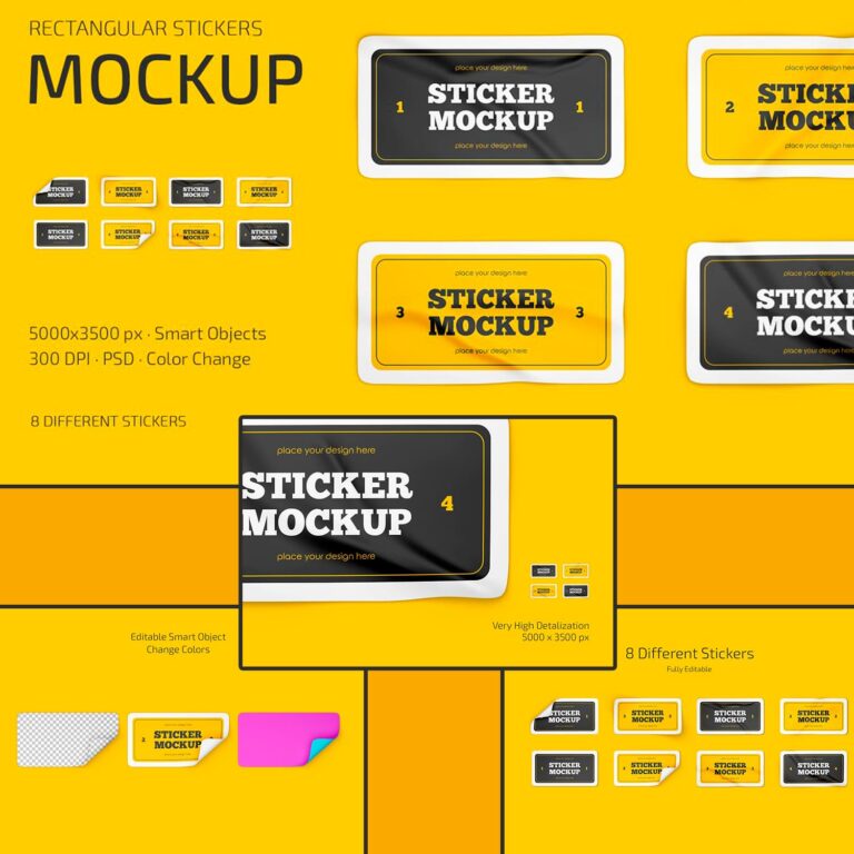 Rectangular Stickers Mockup Set – MasterBundles