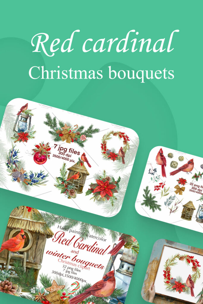 Red Cardinal, Christmas Bouquets – MasterBundles