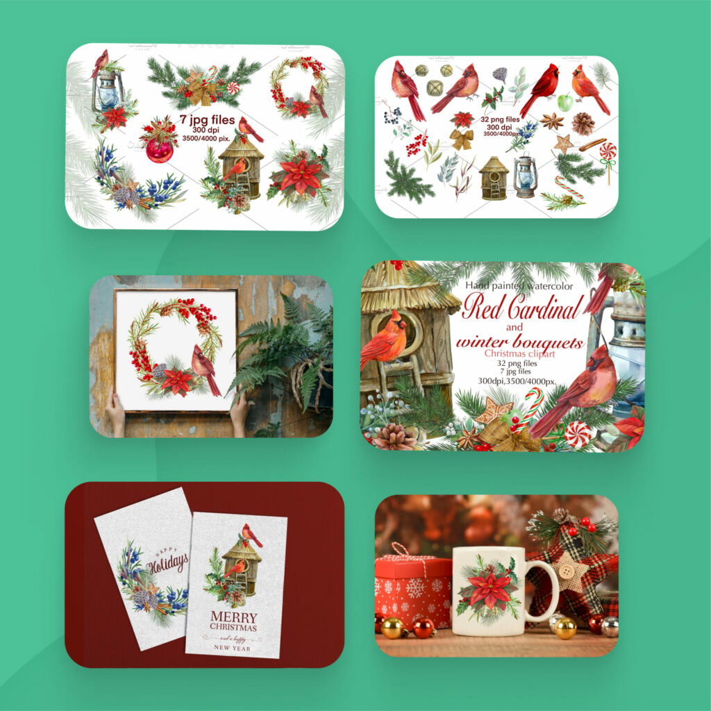 Red Cardinal, Christmas Bouquets – MasterBundles