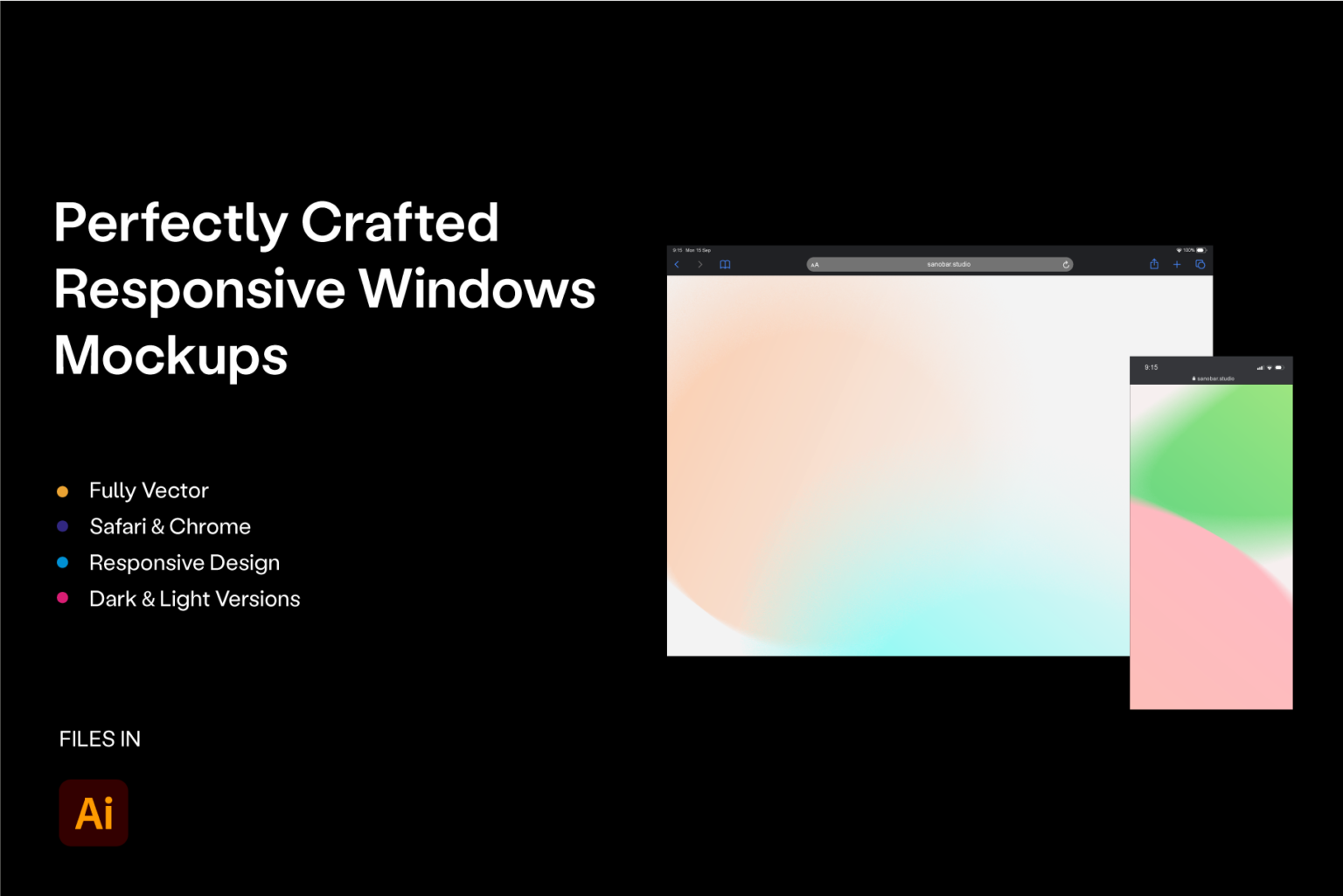 Responsive Vector Browser Mockups - MasterBundles