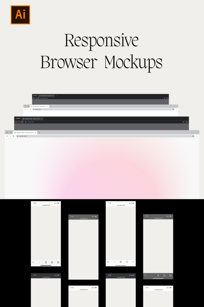 Responsive Vector Browser Mockups - MasterBundles