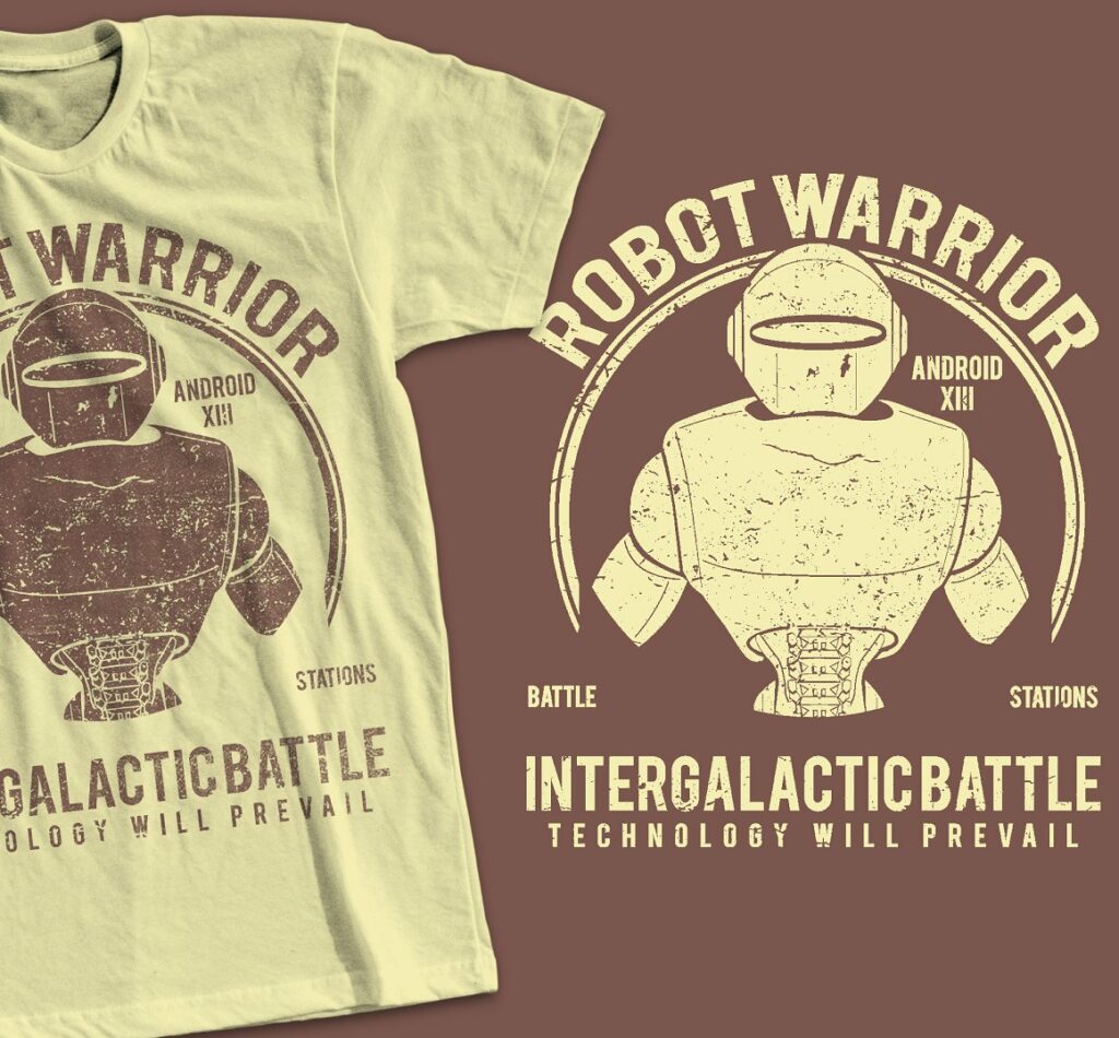 Robot Warrior T-Shirt Design – MasterBundles