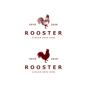 Rooster Logo Mono Line Vector Vintage - MasterBundles