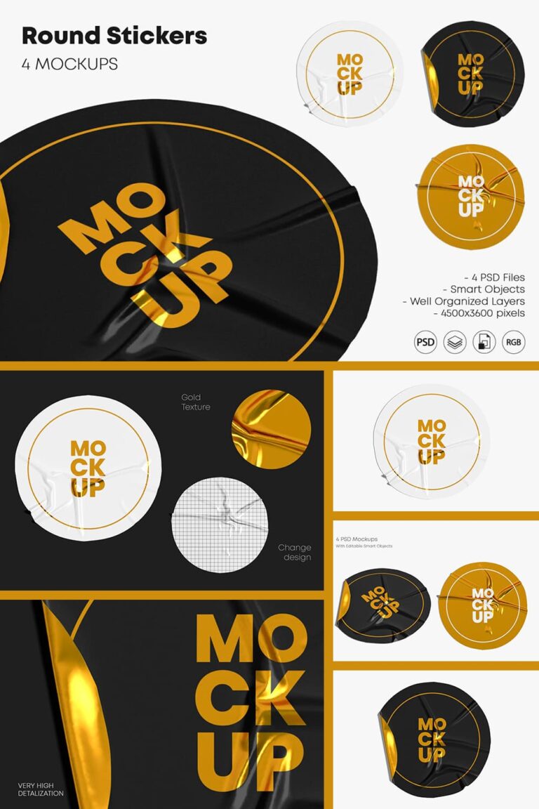 Round Crumpled Stickers Mockup Set – MasterBundles