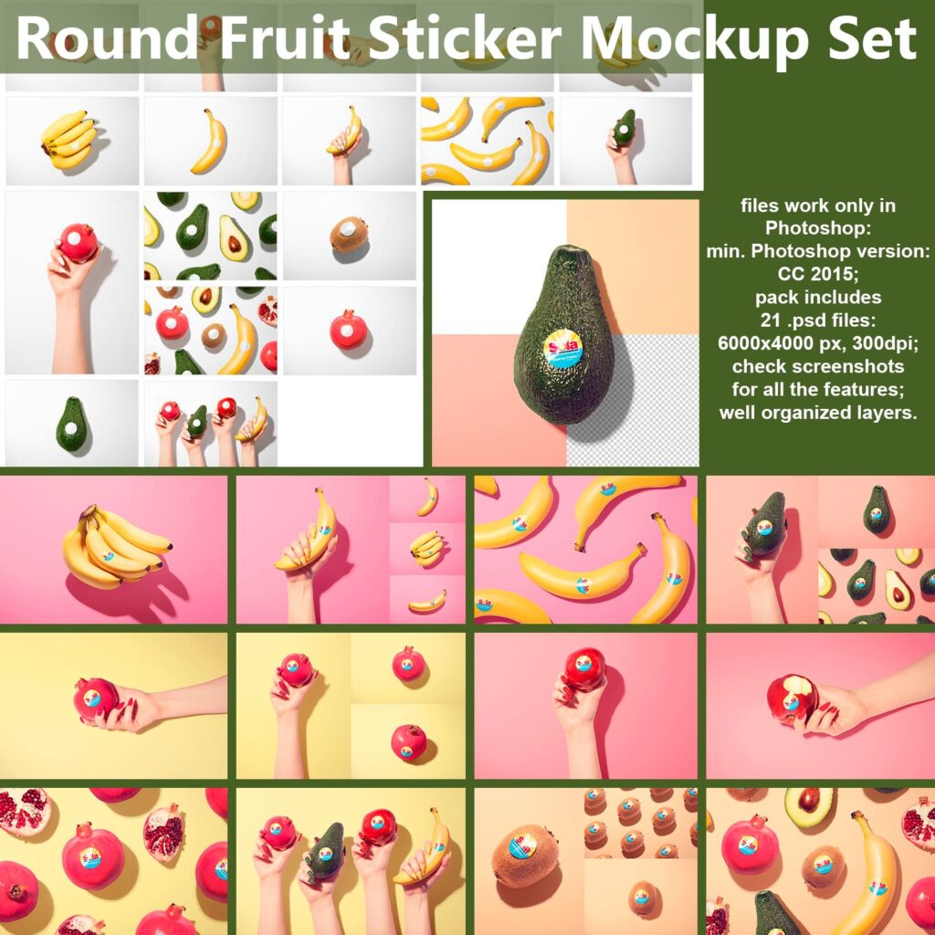 Round Fruit Sticker Mockup Set – MasterBundles