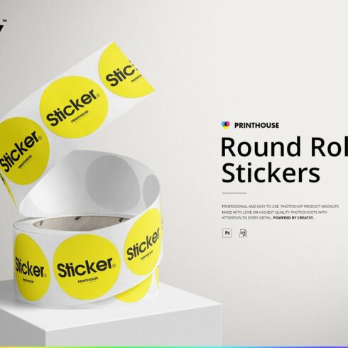 Round Roll Stickers Mockup Set | Master Bundles