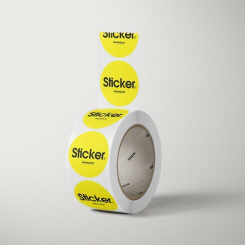 Round Roll Stickers Mockup Set | Master Bundles