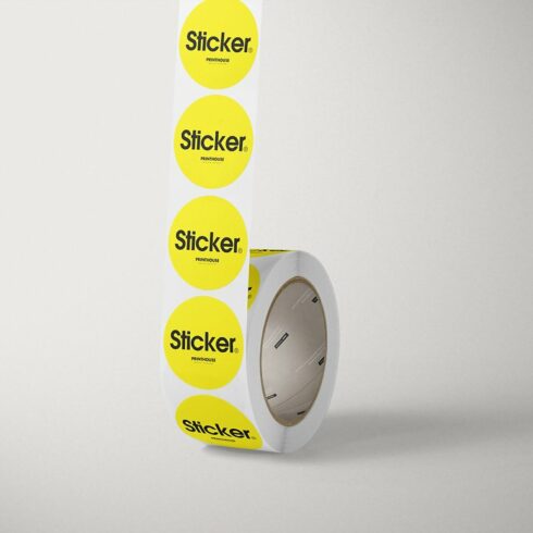 Round Roll Stickers Mockup Set | Master Bundles