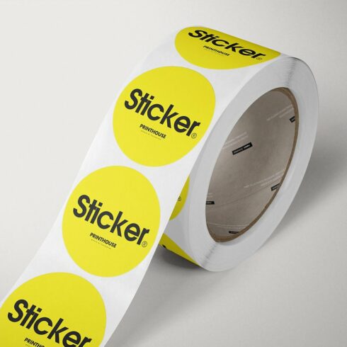 Round Roll Stickers Mockup Set | Master Bundles