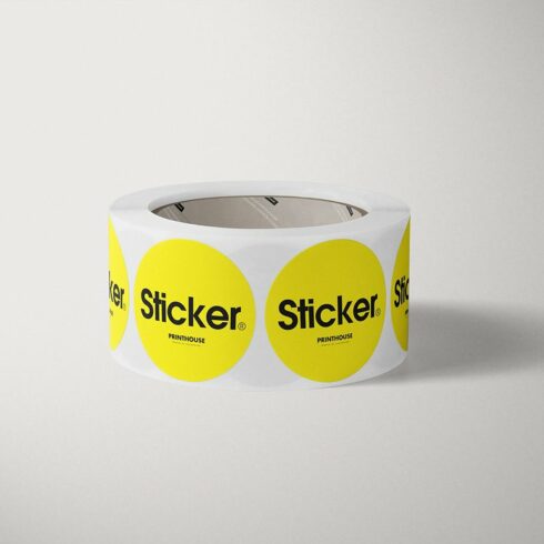 Round Roll Stickers Mockup Set | Master Bundles