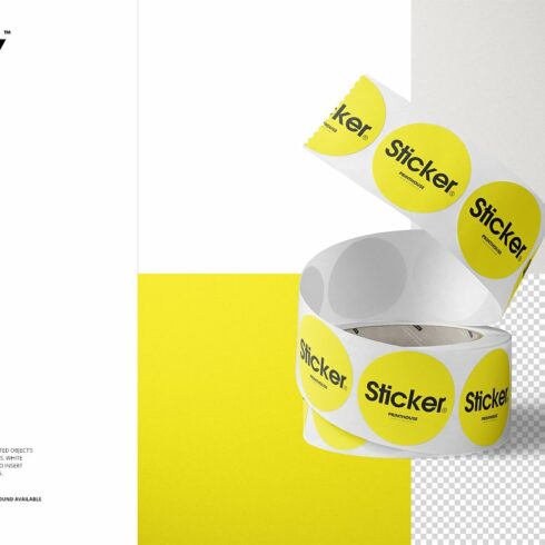 Round Roll Stickers Mockup Set | Master Bundles