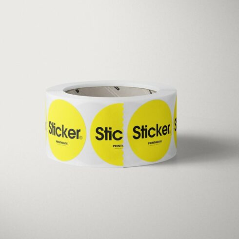 Round Roll Stickers Mockup Set | Master Bundles
