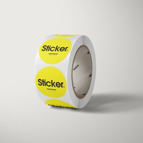 Round Roll Stickers Mockup Set | Master Bundles