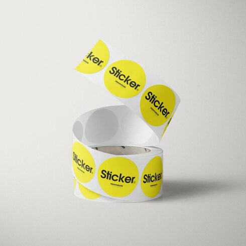 Round Roll Stickers Mockup Set | Master Bundles