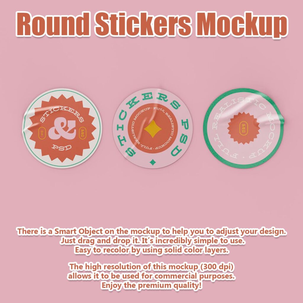 Round Crumpled Stickers Mockup Set | Master Bundles