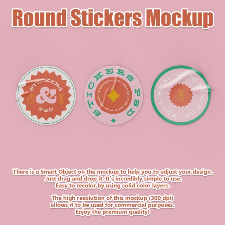 Round Crumpled Stickers Mockup Set | Master Bundles