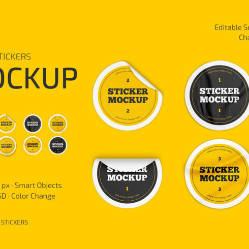 Round Stickers Mockup Set | Master Bundles