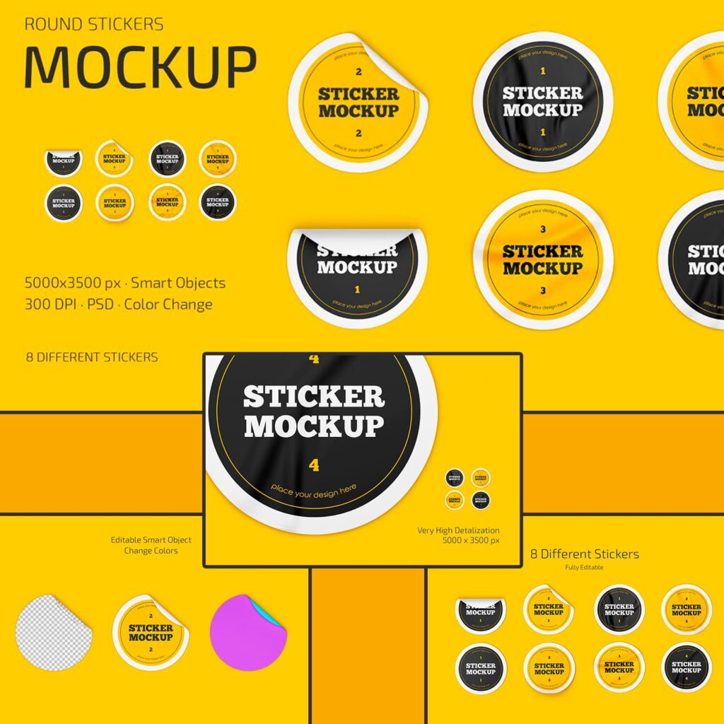 Round Stickers Mockup Set – MasterBundles
